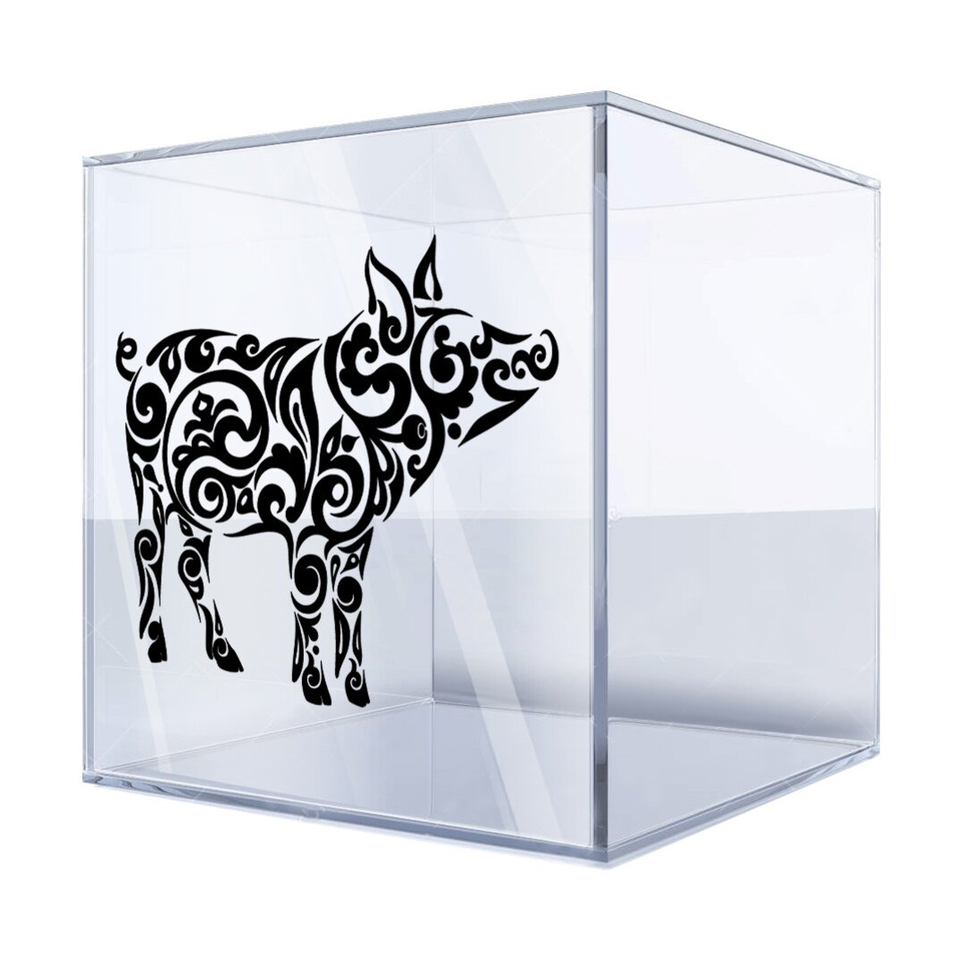 Tribal Pig Silhouette Sticker – Unique Animal Pork Pattern Decal for ...