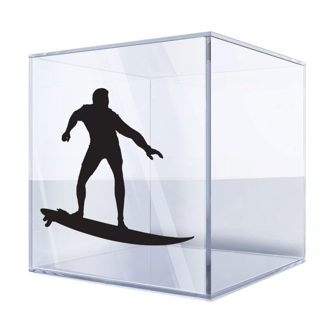 Surfer Silhouette Sticker – Black Vinyl Surfing Decal for Car, Wall, or ...