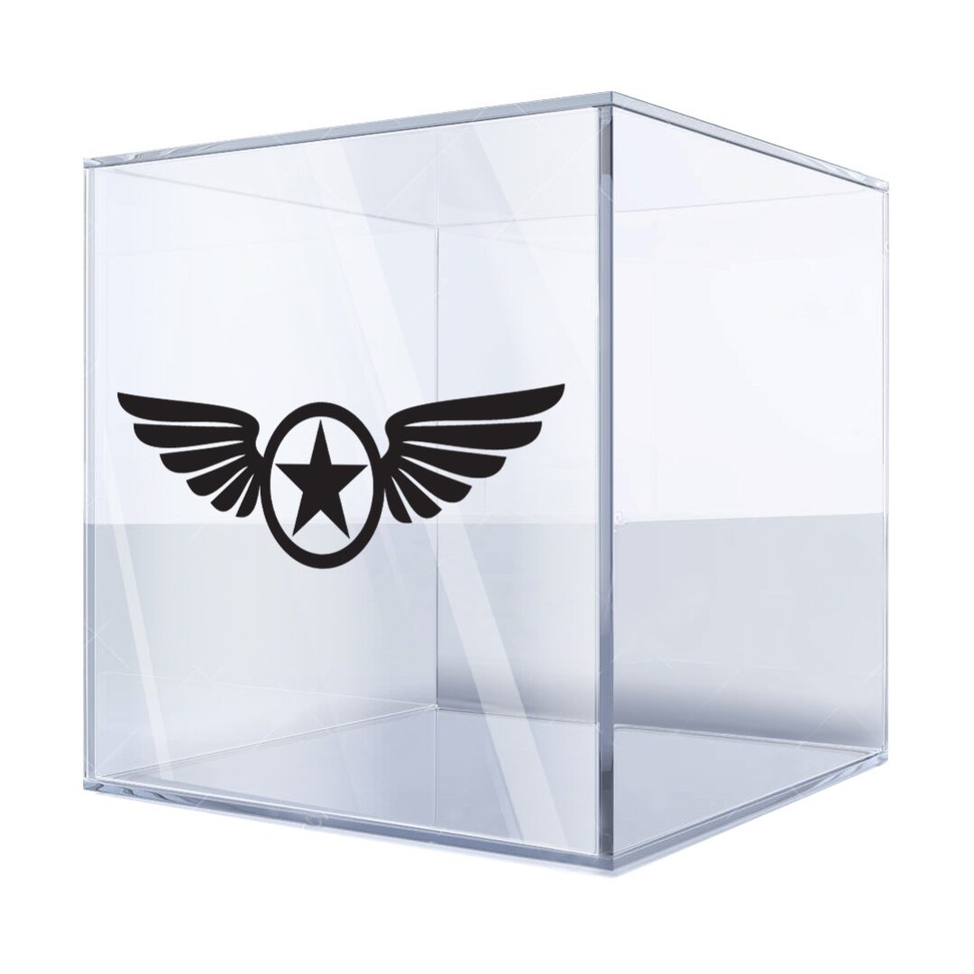 Aviation Star With Wings Sticker – Black Vinyl Military Emblem Decal ...