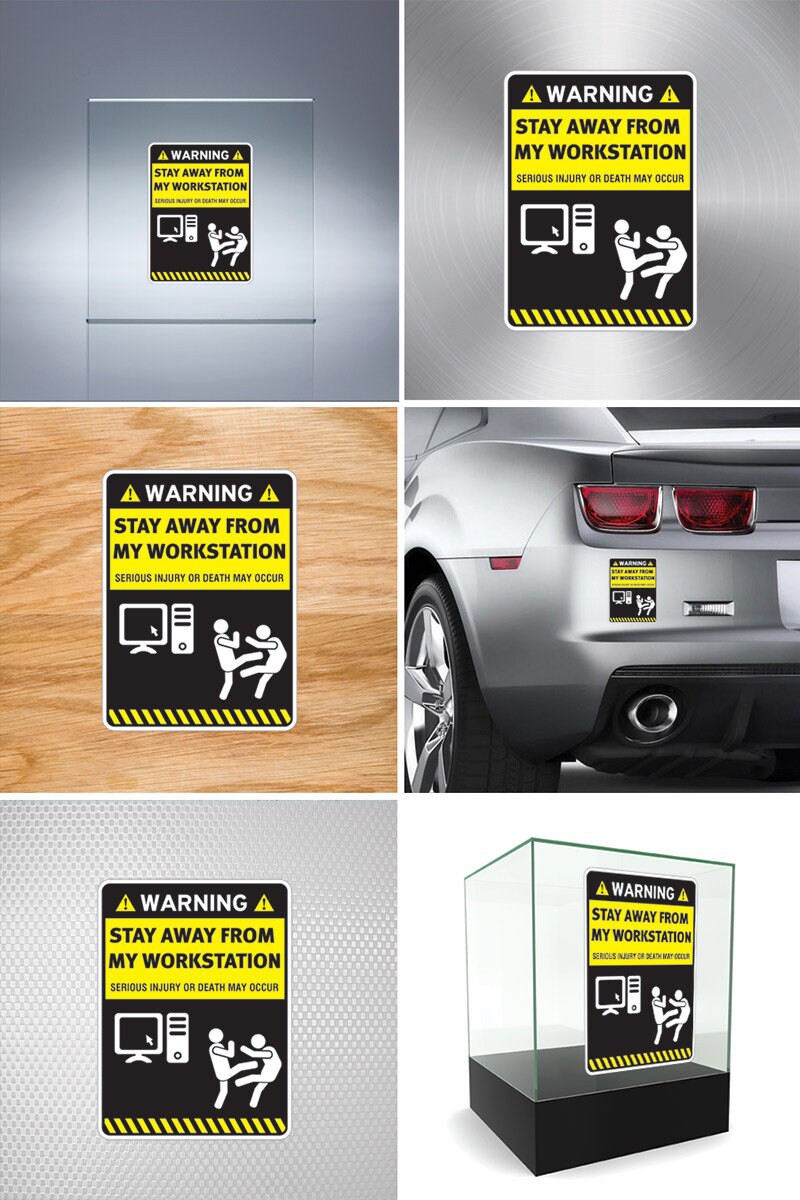 Decal Sticker Warning Sign Funny Stay Away From My Workstation BSPGT - Etsy