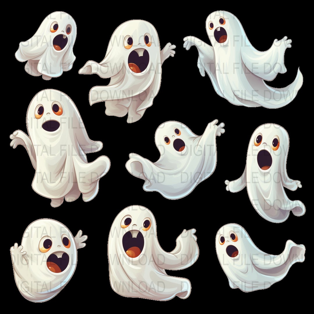 Halloween Ghosts Clipart Images Digital File Download, Vector, PNG and ...