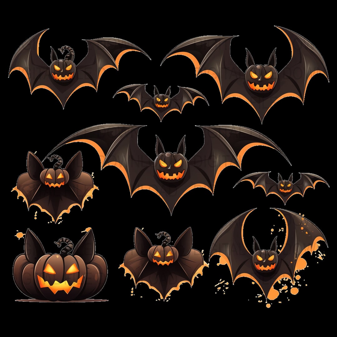 Halloween Bats Clipart Images Background Primary Digital File Download ...