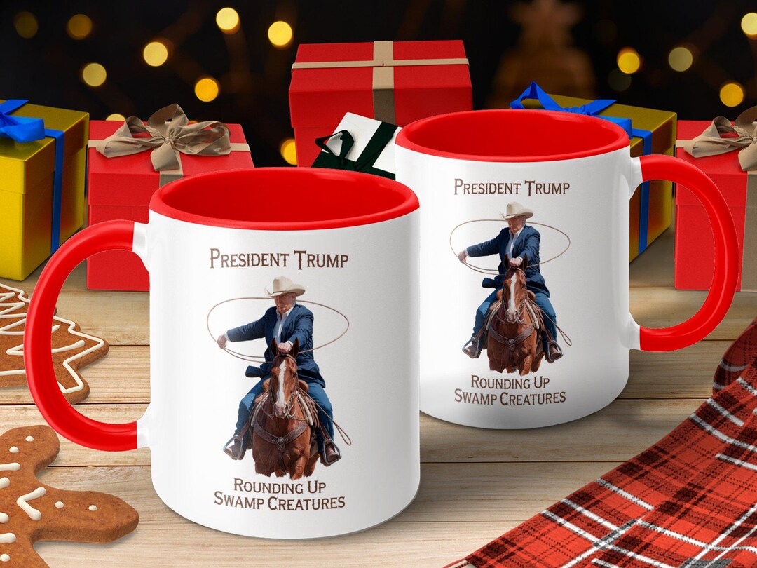 President Trump Cowboy Rounding up Swamp Creatures Mug Funny Political ...