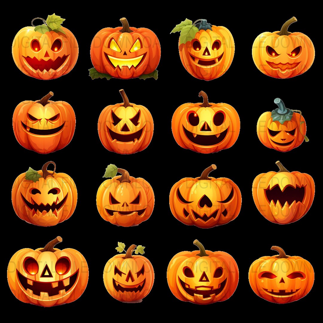 Halloween Jack-o-lanterns Clipart Images Primary Digital - Etsy Canada