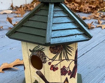 Winter Cardinal Birdhouse Handcrafted Birdhouse Cardinal | Etsy