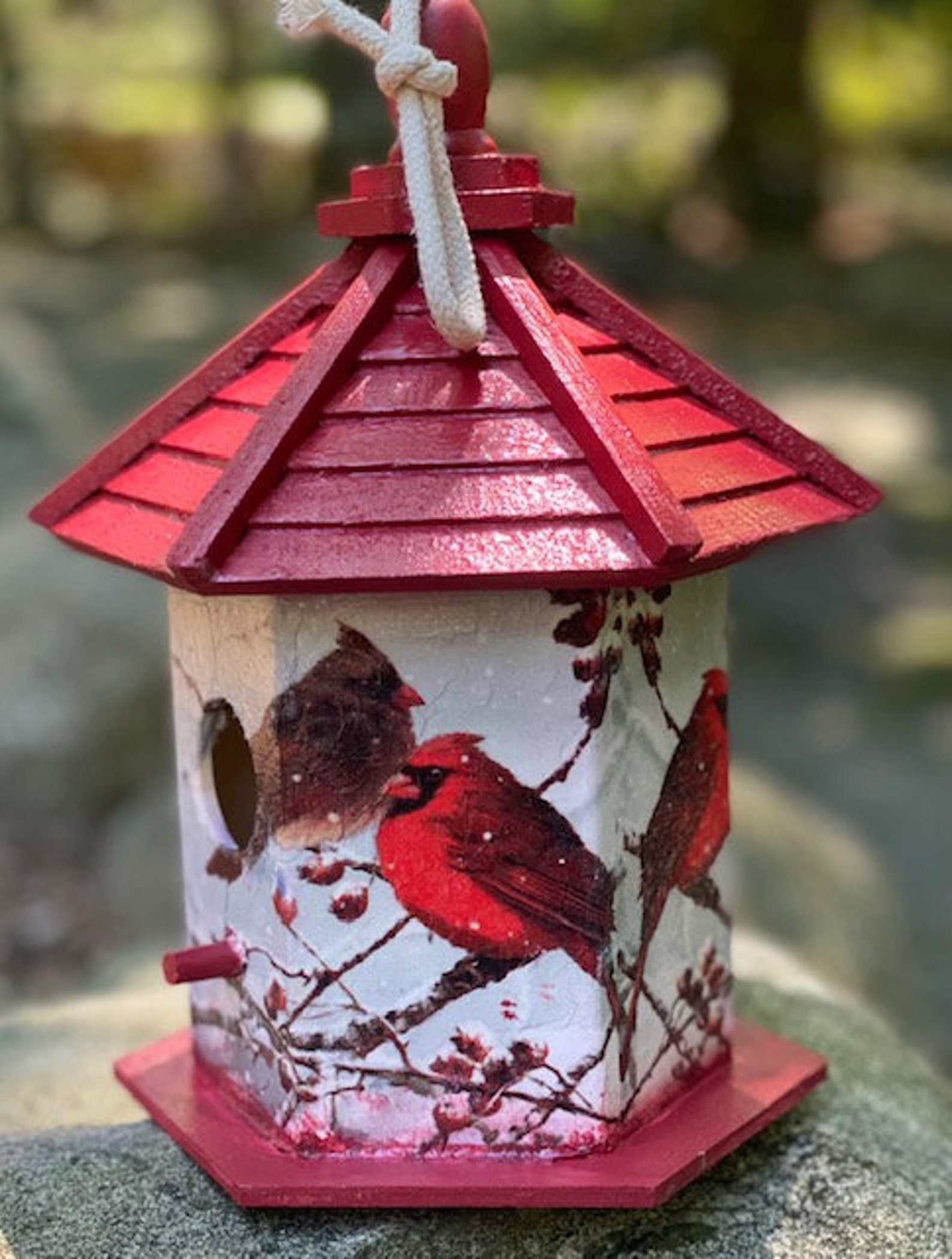 Winter Cardinal Birdhouse Handcrafted Birdhouse Cardinal - Etsy
