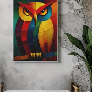 Cubist Owl Art Print: Bold Geometric Home Decor (digital Download 20x20 ...