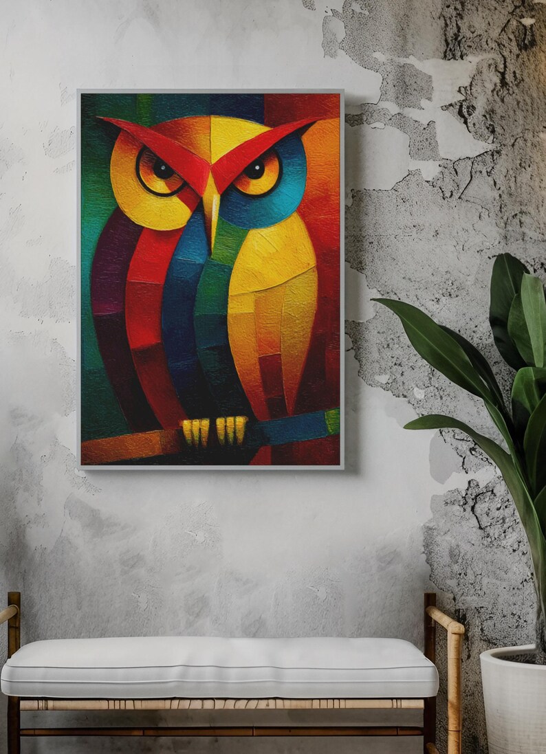 Cubist Owl Art Print: Bold Geometric Home Decor (digital Download 20x20 ...