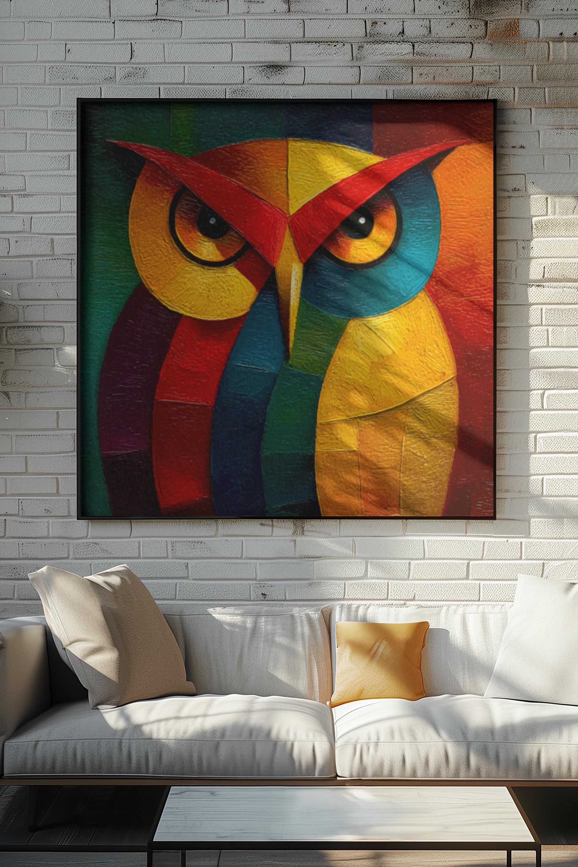 Cubist Owl Art Print: Bold Geometric Home Decor (digital Download 20x20 ...