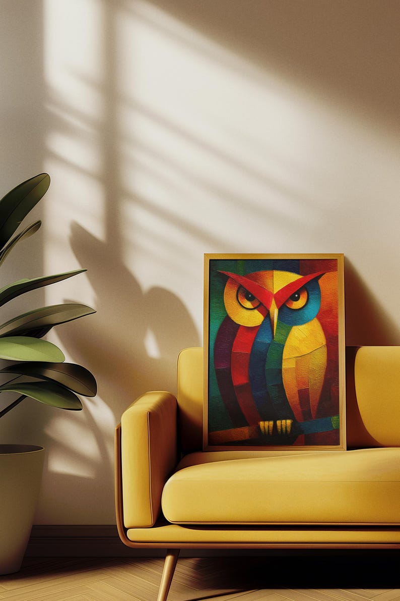 Cubist Owl Art Print: Bold Geometric Home Decor (digital Download 20x20 ...