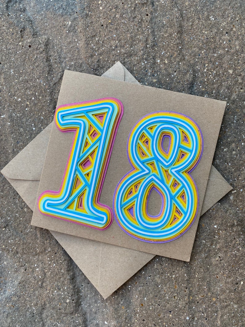 Card Number Birthday Card 18th Birthday 3D Card | Etsy