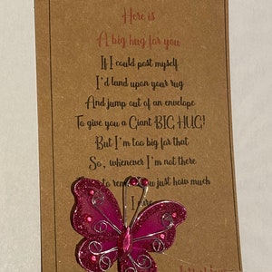 Butterfly Note Send a Butterfly Hug , Hug Note ,send a Special Hug ...
