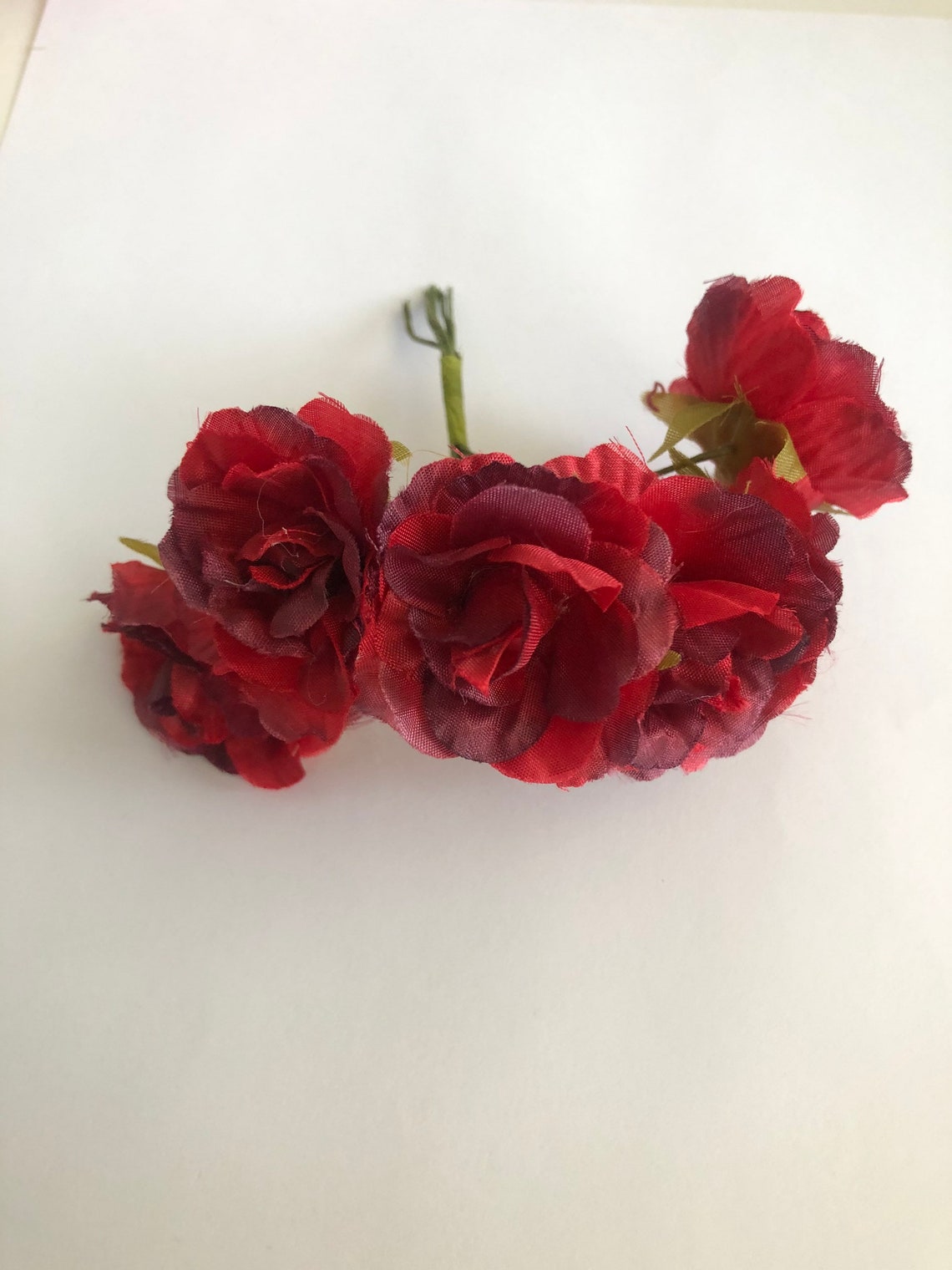 6 pcs Mini silk flowers Tea Roses with Wire stems Craft | Etsy