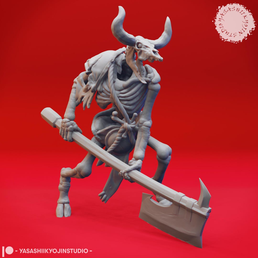 Minotaur Skeleton by Yasashii Kyojin Studio for Dungeons and Dragons D&D Dnd Tabletop Wargames ...