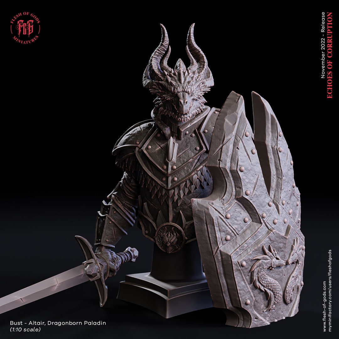 Altair Dragonborn Paladin Bust • Echoes of Corruption • by Flesh of ...