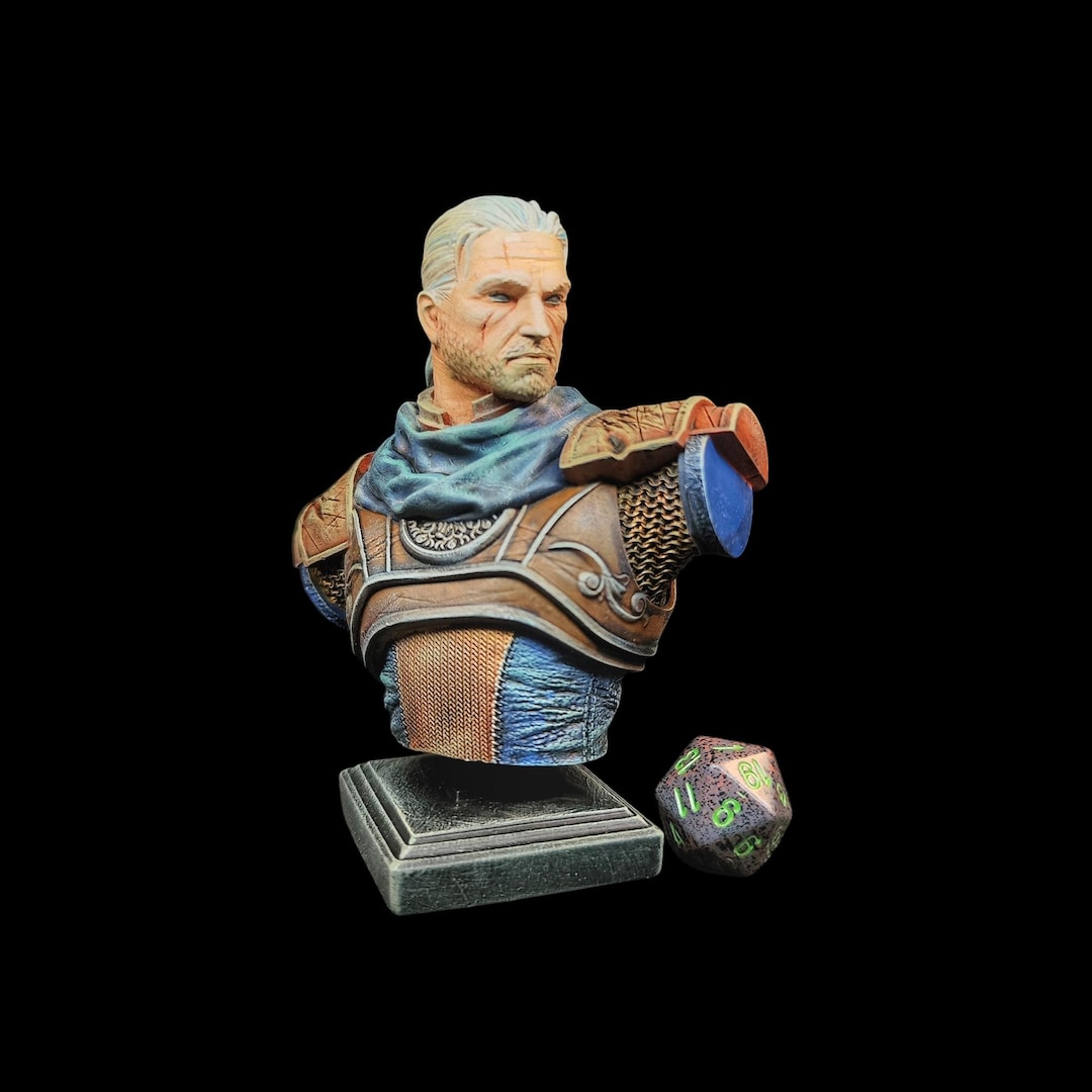 Hand Painted White Wolf Monster Hunter Bust Miniature for Dungeons and ...