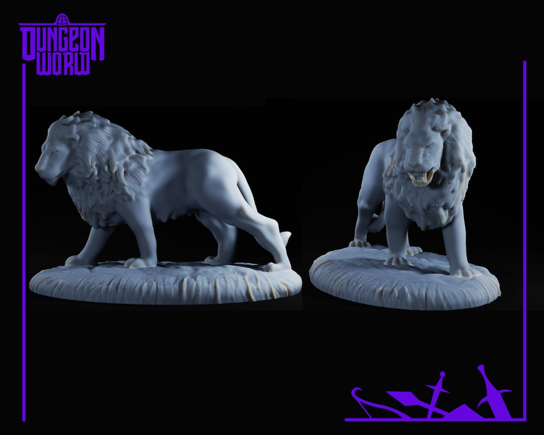 28mm Lion | Familiar | Companion for Dungeons and Dragons | D&D | M3DM ...