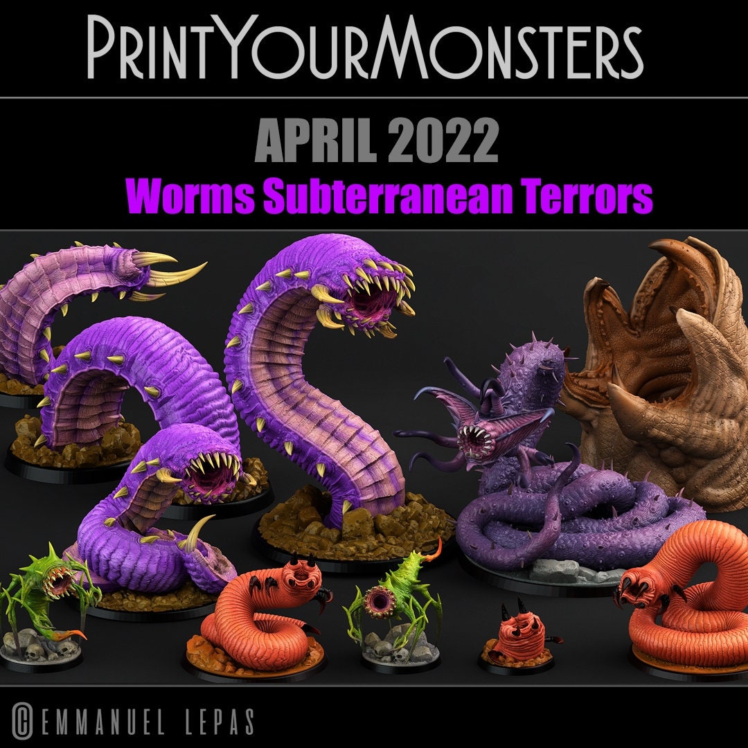 Worms Subterranean Terrors (7 Models) Print Your Monsters | Dungeons ...