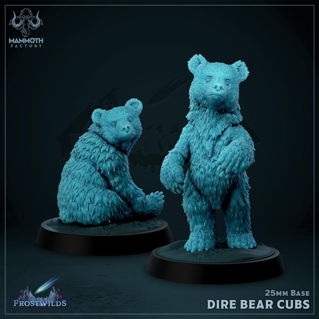 Dire Bear Cubs Fantasy Creature Set Miniatures for Dungeons and Dragons ...