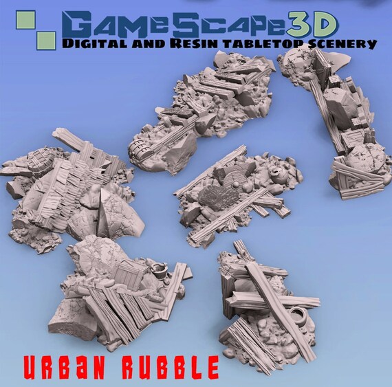 Urban Rubble Terrain 6 Modular Pcs by Gamescape3d Dungeons - Etsy