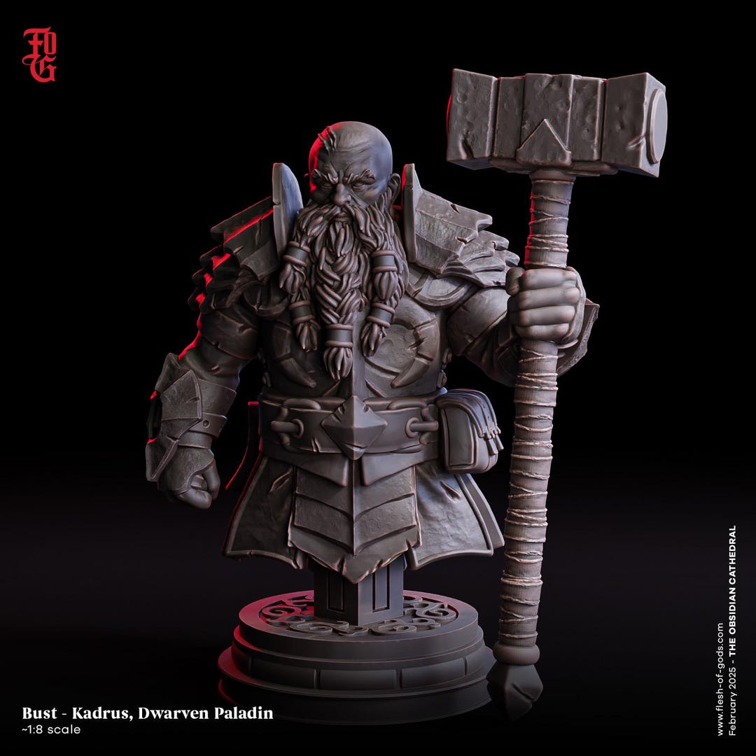 Kadrus Dwarven Paladin Bust • Obsidian Cathedral • by Flesh of Gods ...