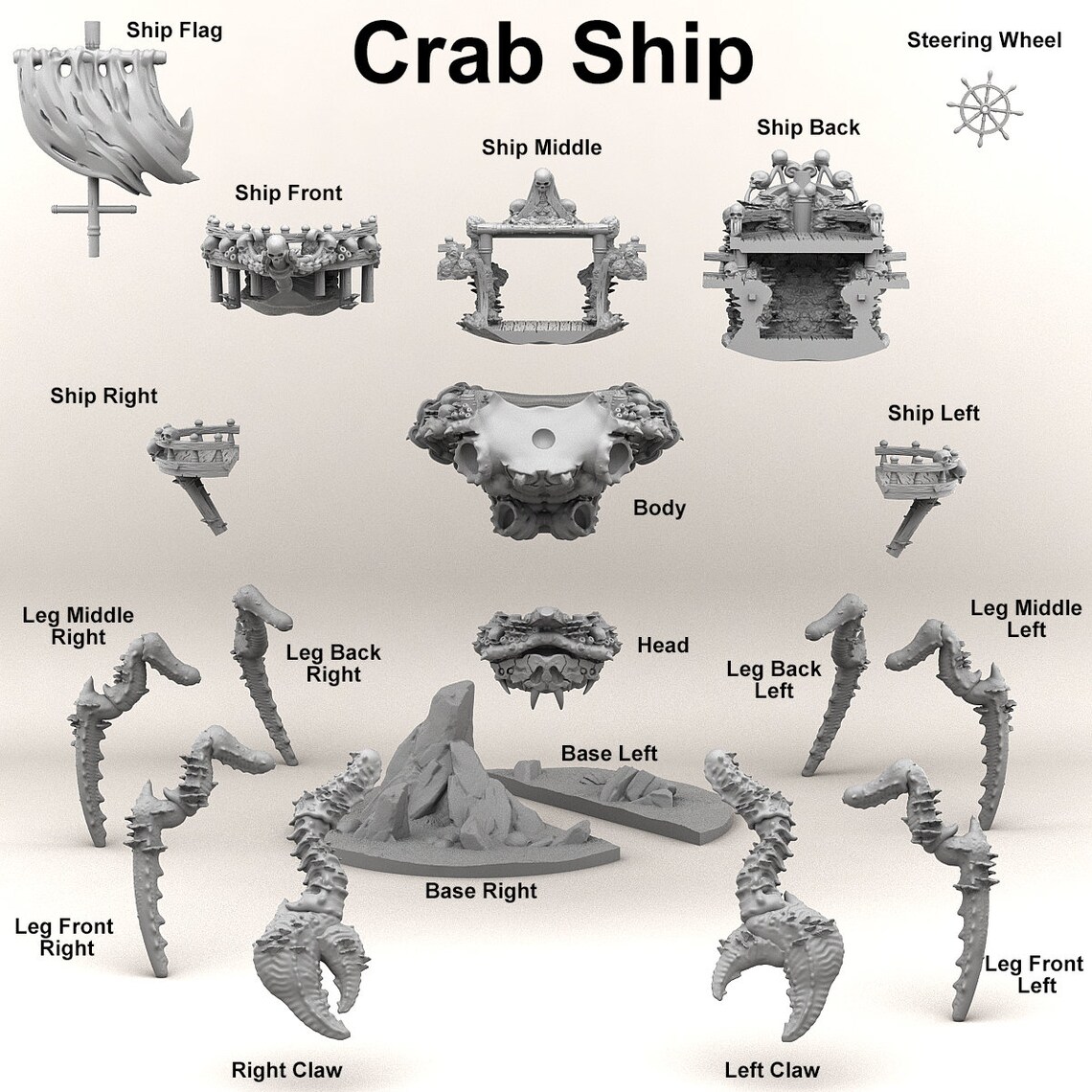 Undead Crab Pirate Ship Terrain for Dungeons and Dragons Tabletop RPG ...