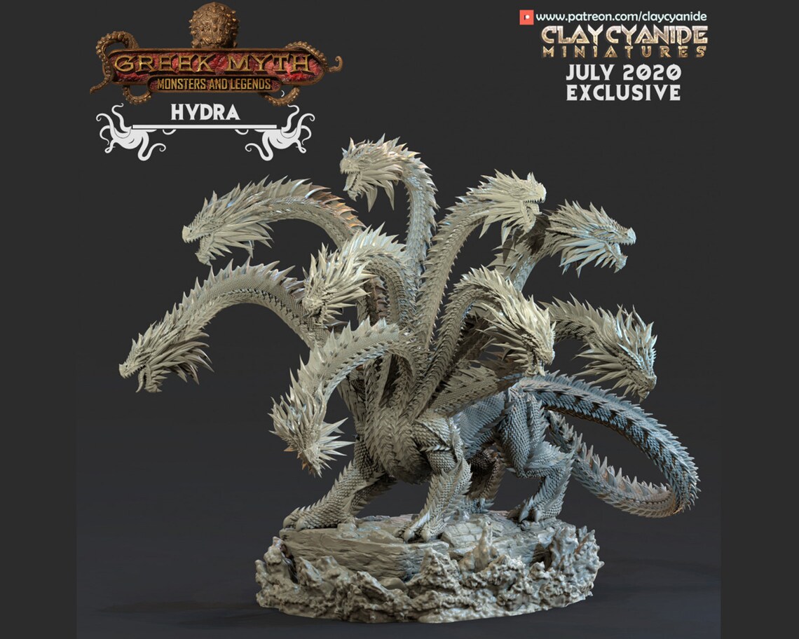 Hydra by Clay Cyanide Dungeons and Dragons D&D Tabletop | Etsy