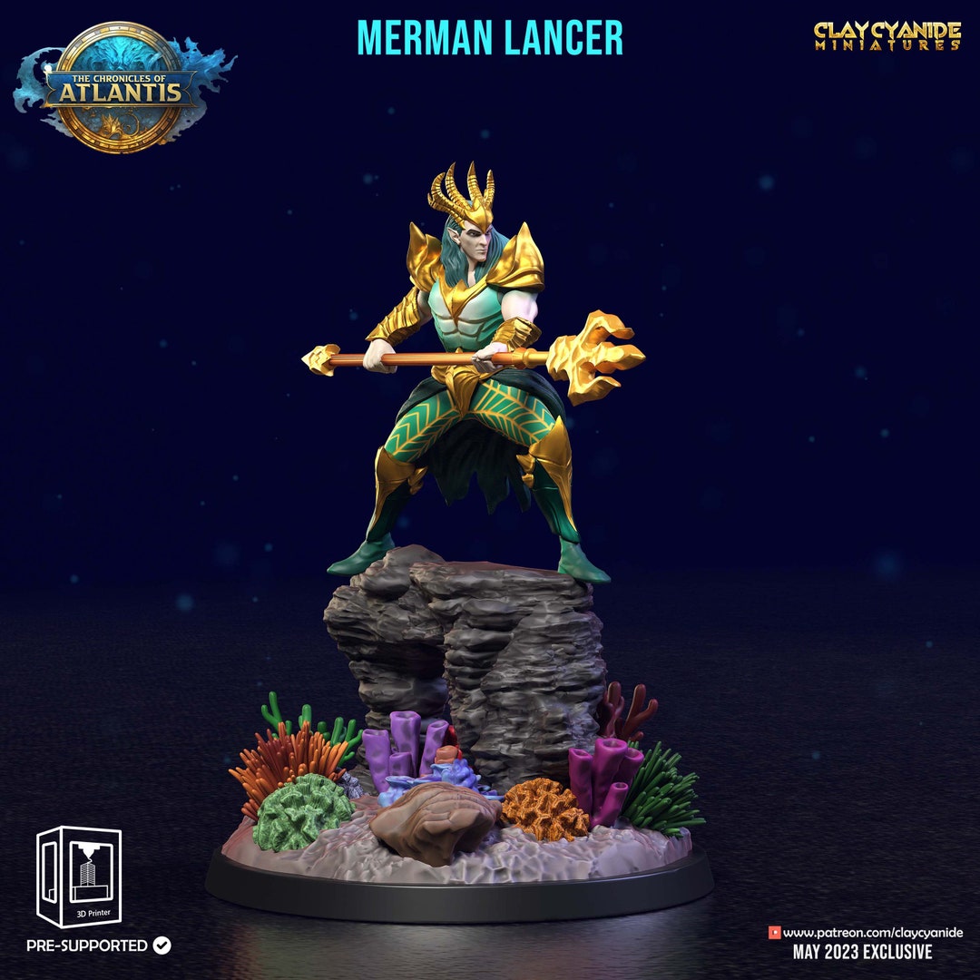 Merman Lancers (3 Poses) • Atlantis • by Clay Cyanide | Dungeons and ...