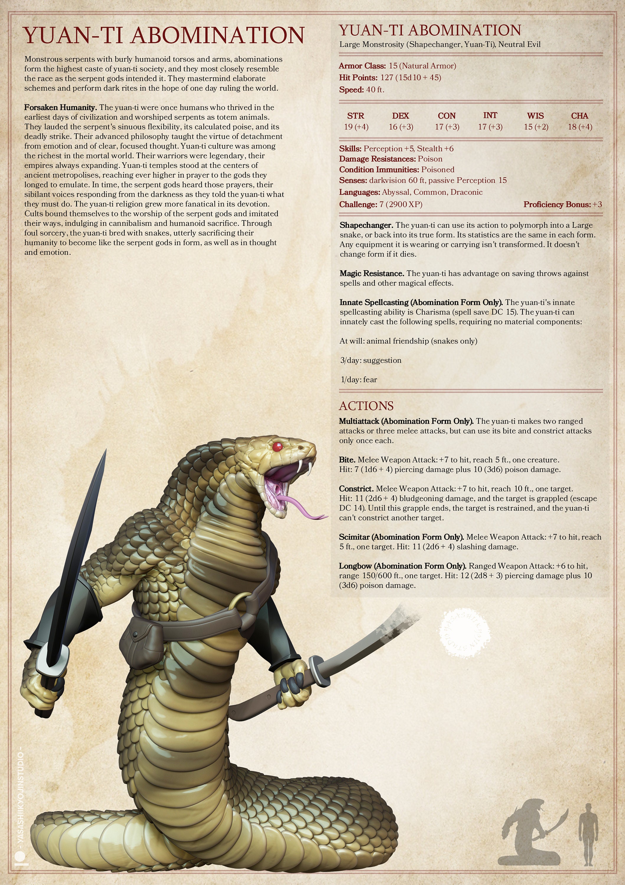 Yuan Ti 4 Poses for Dungeons and Dragons D&D Dnd - Etsy