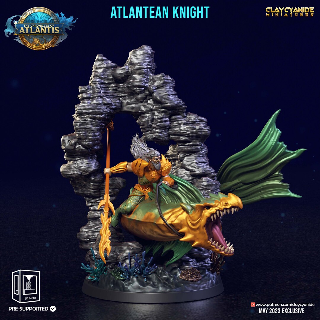 Atlantean Knights (3 Poses) • Atlantis • by Clay Cyanide | Dungeons and ...