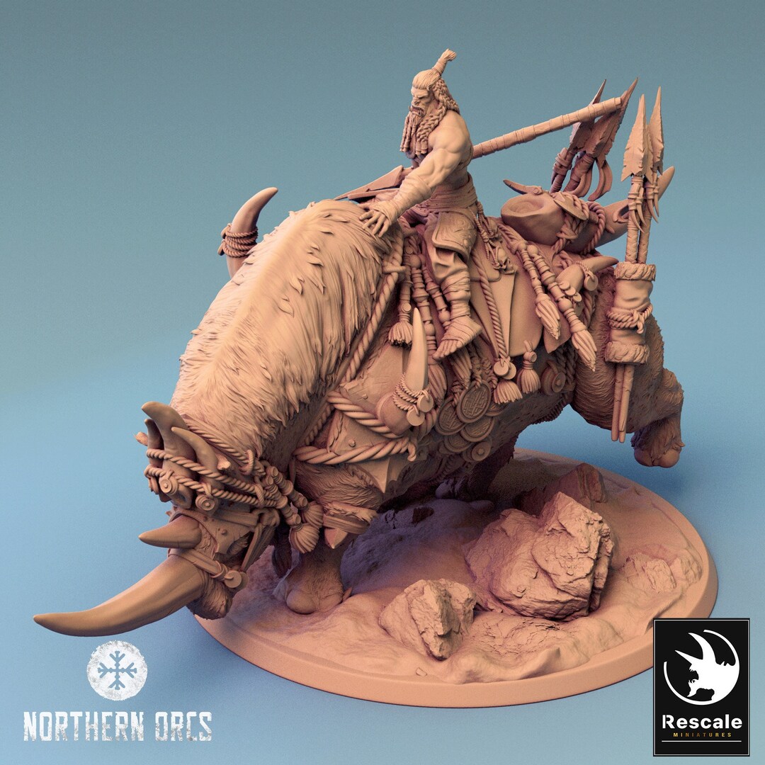Orc Rhino Mounts (9 Poses) • Nothern Orcs • by Rescale Miniatures ...