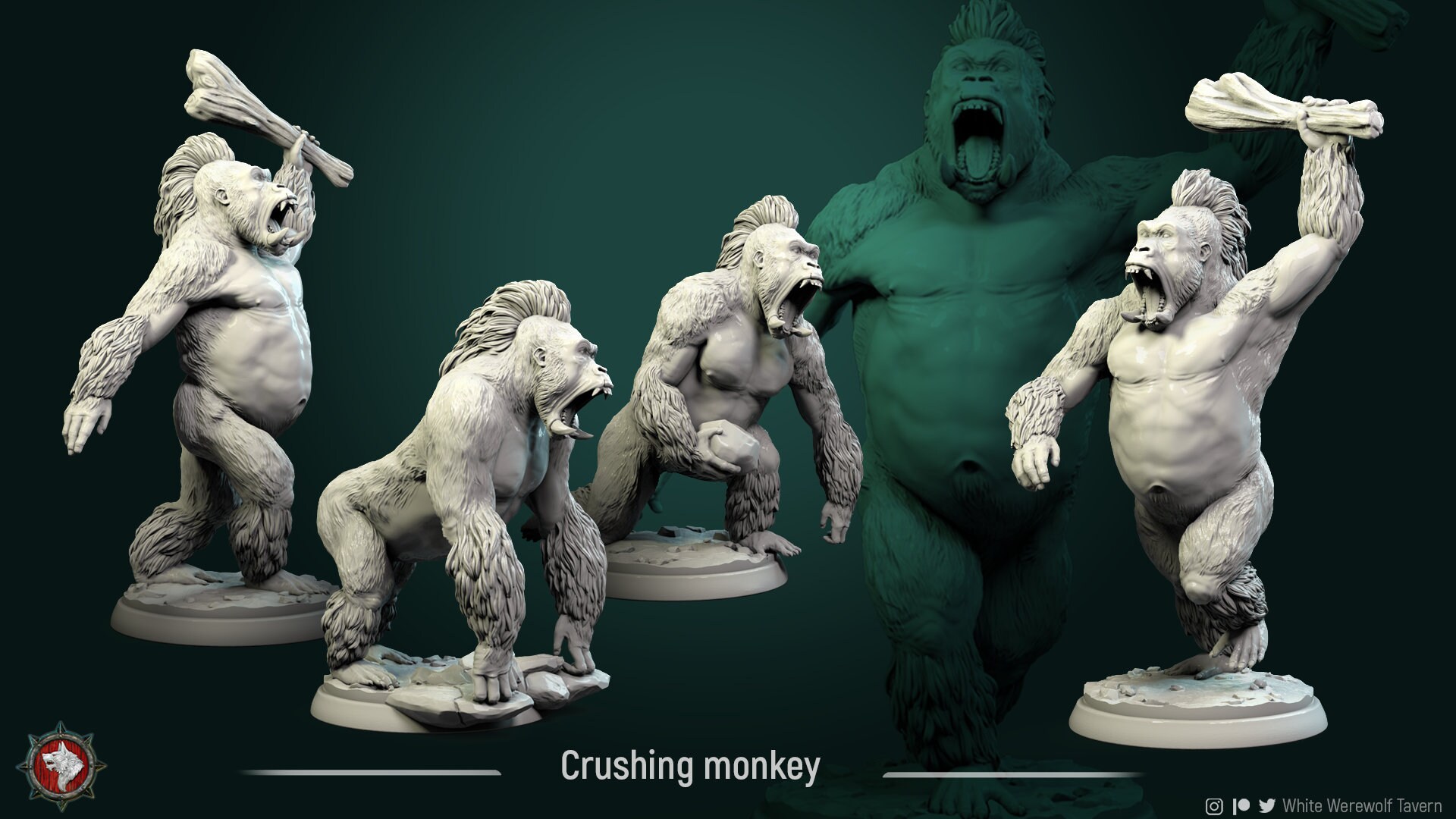 Crushing Monkeys 4 Poses Monkey Valley by White Werewolf - Etsy