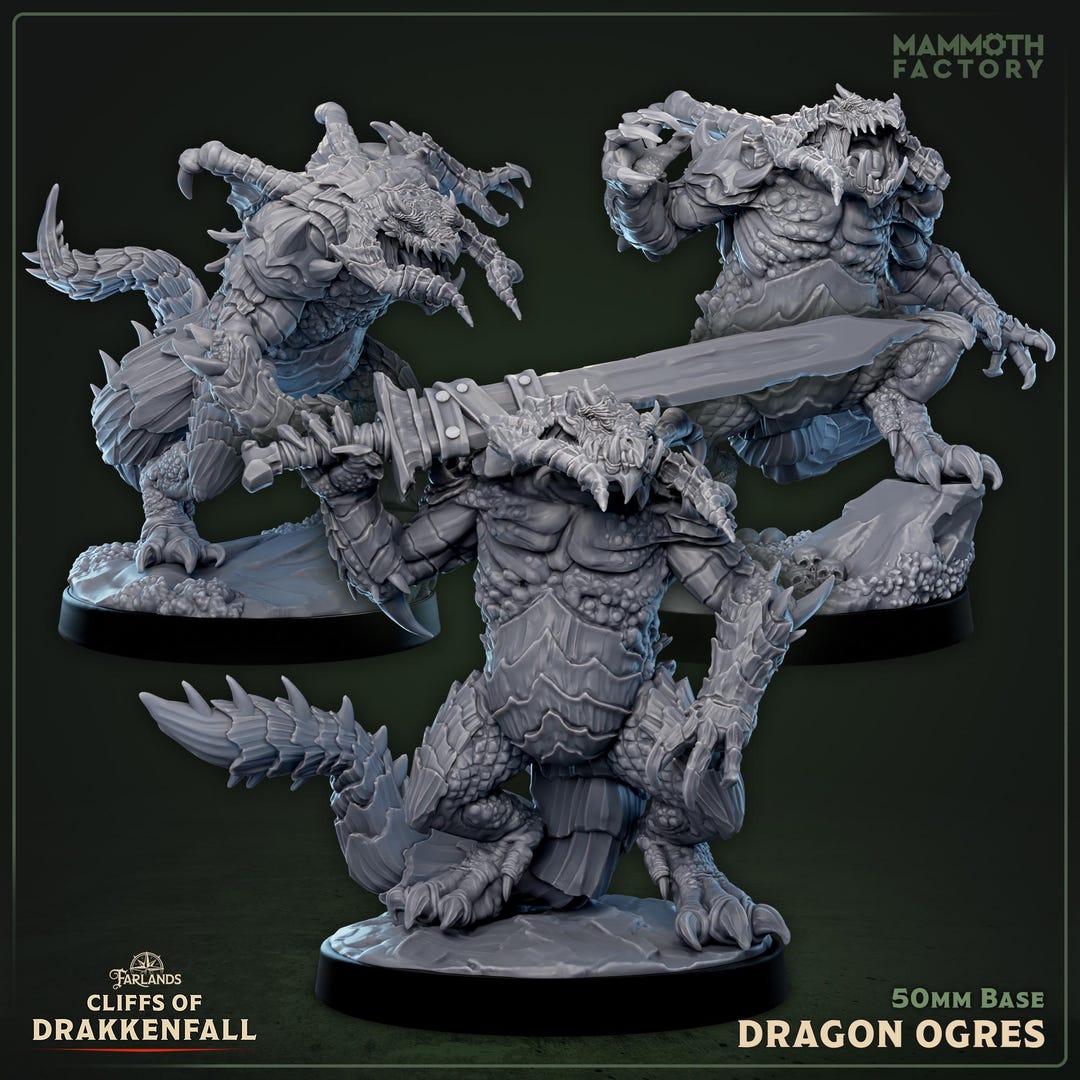 Dragon Ogres (3 Poses) • Cliffs of Drakkenfall • by Mammoth Factory ...