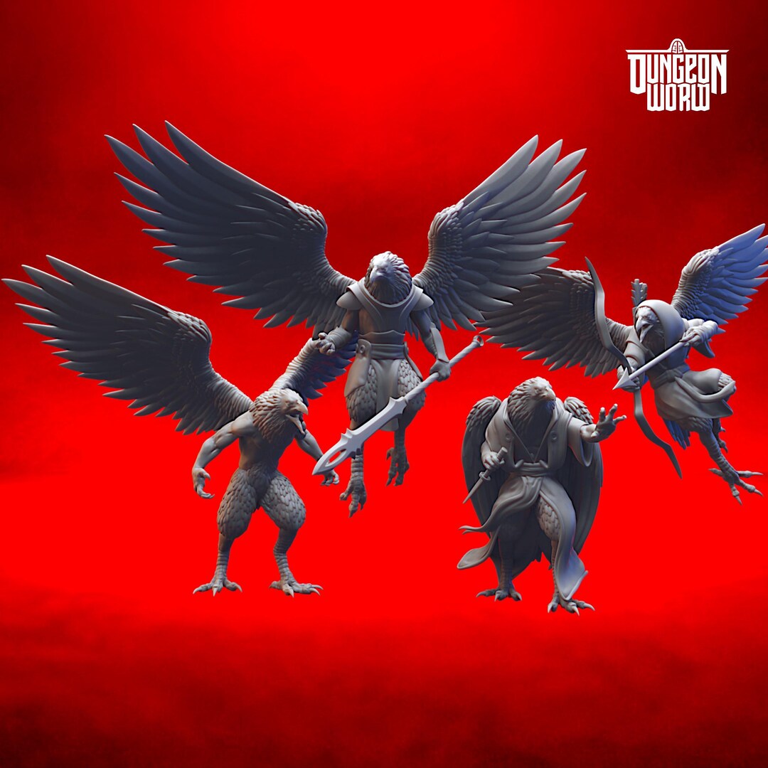 Wereraven Mini Set Warband Dungeons and Dragons Miniature for Tabletop ...