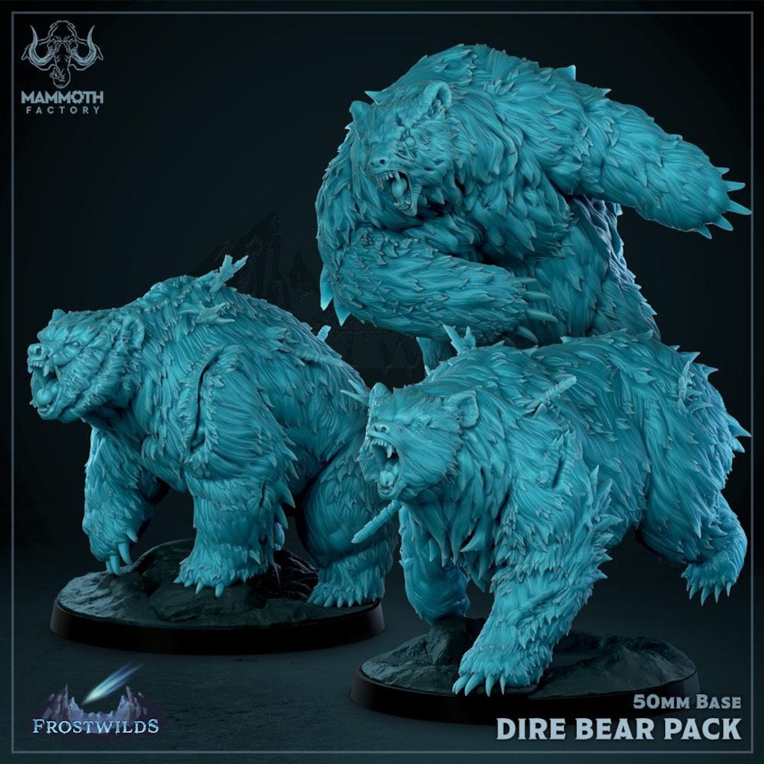 Dire Bears Giant Savage Beast Miniatures for Dungeons and Dragons ...