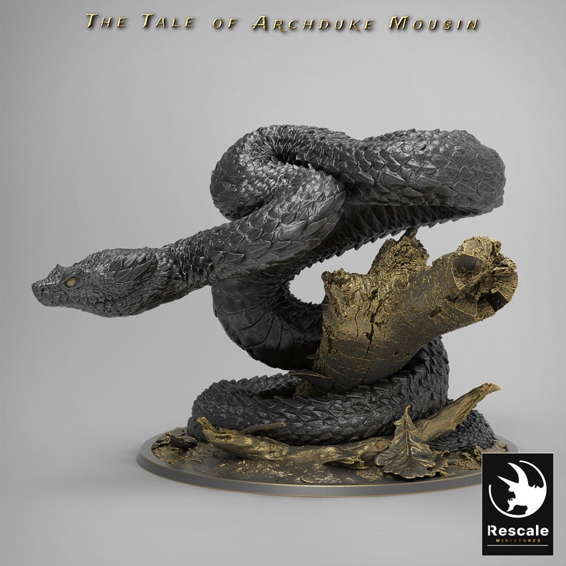 Giant Viper Miniature • Archduke Mousin D&D Resin Figure 28mm Scale ...