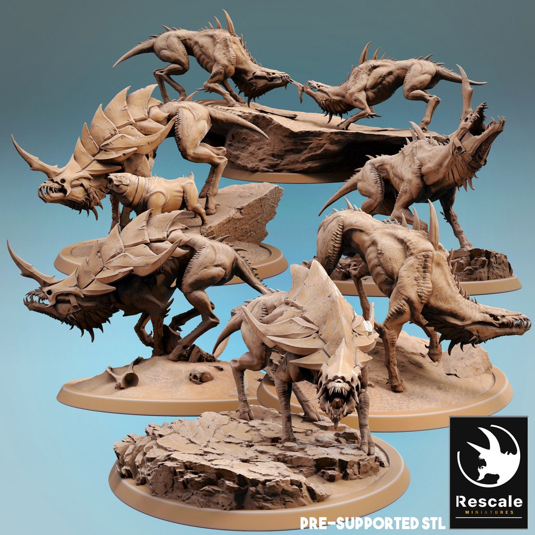 Infernum Dogs (5 Poses) • Crater of Infernus • by Rescale Miniatures ...