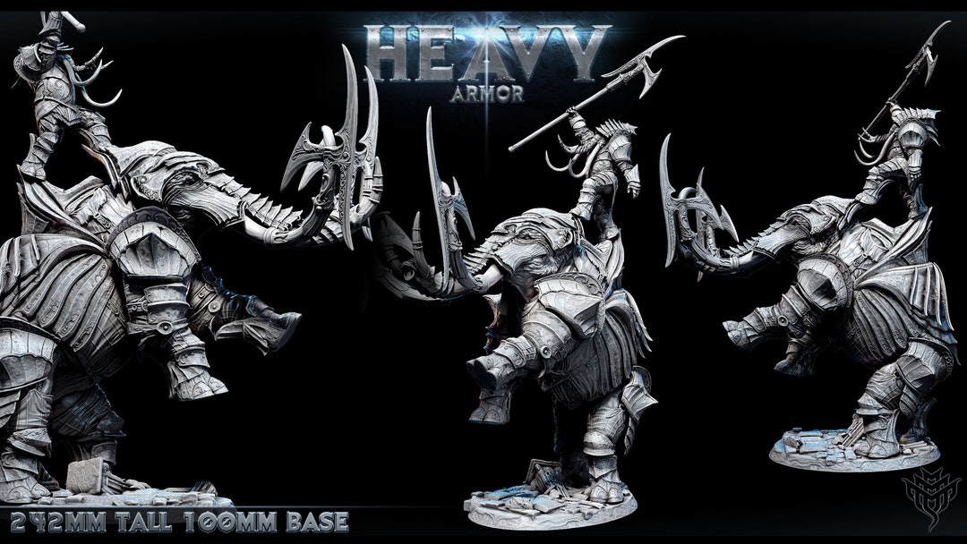 Armored Mammoths (2 Poses) • Heavy Armor • by Mini Monster Mayhem ...