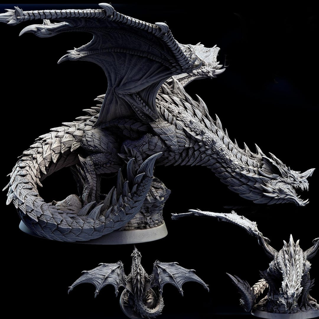 Adolescent Blue Dragon Miniature for Dungeons and Dragons Tabletop RPG ...