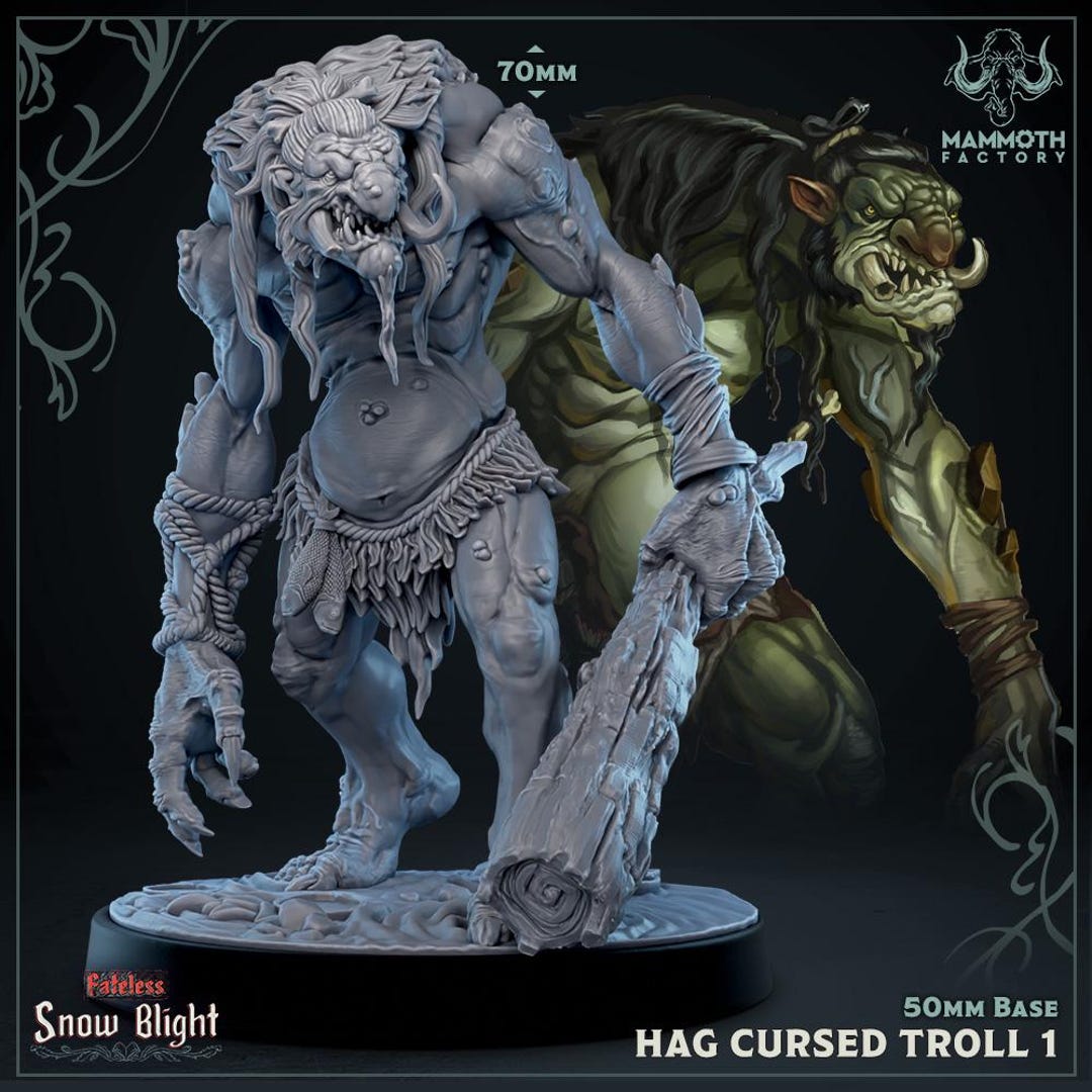 Hag Cursed Trolls (3 Poses) • Snow Blight • by Mammoth Factory ...