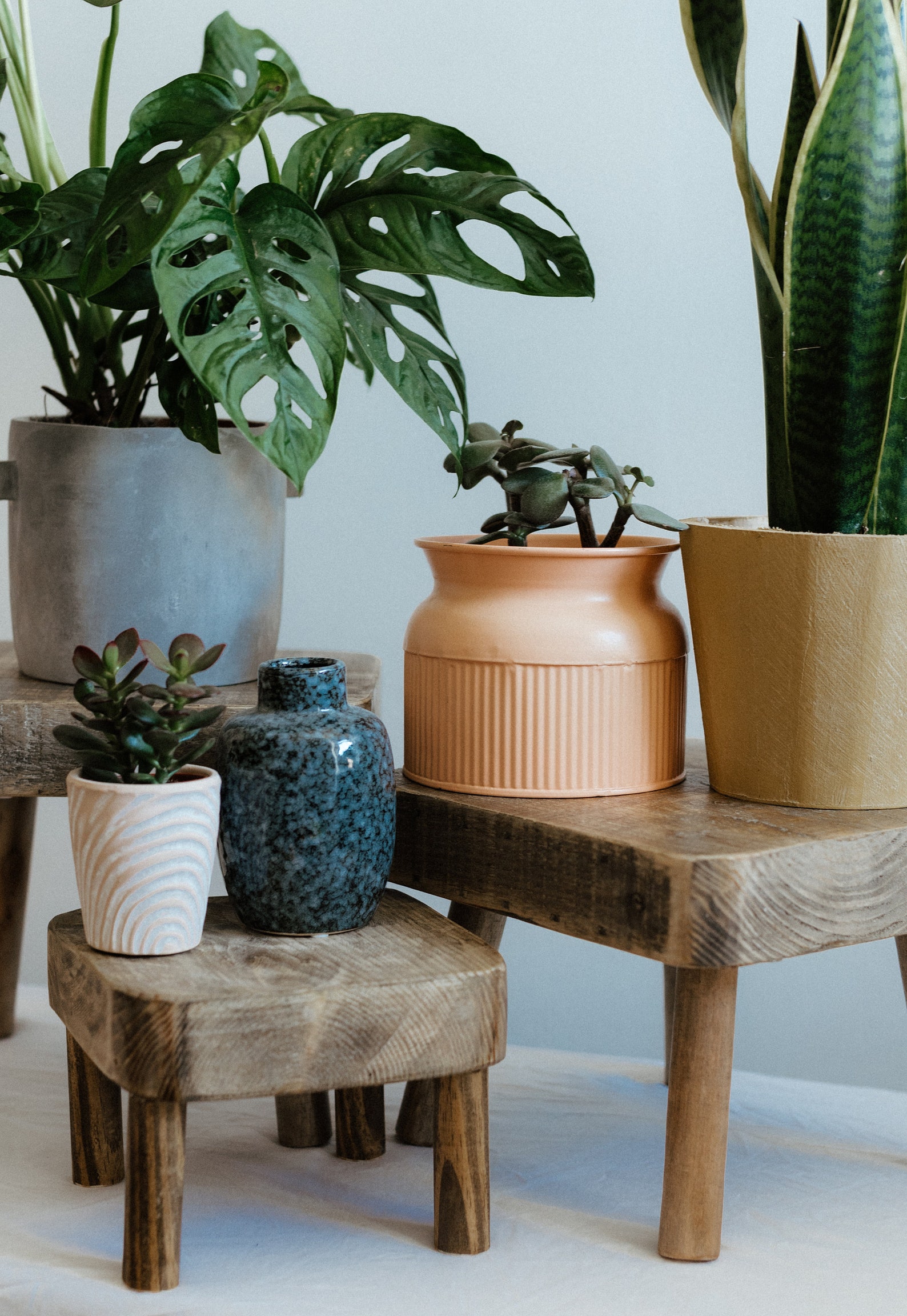 Rustic Wooden Plant Pot Stand Family - Etsy