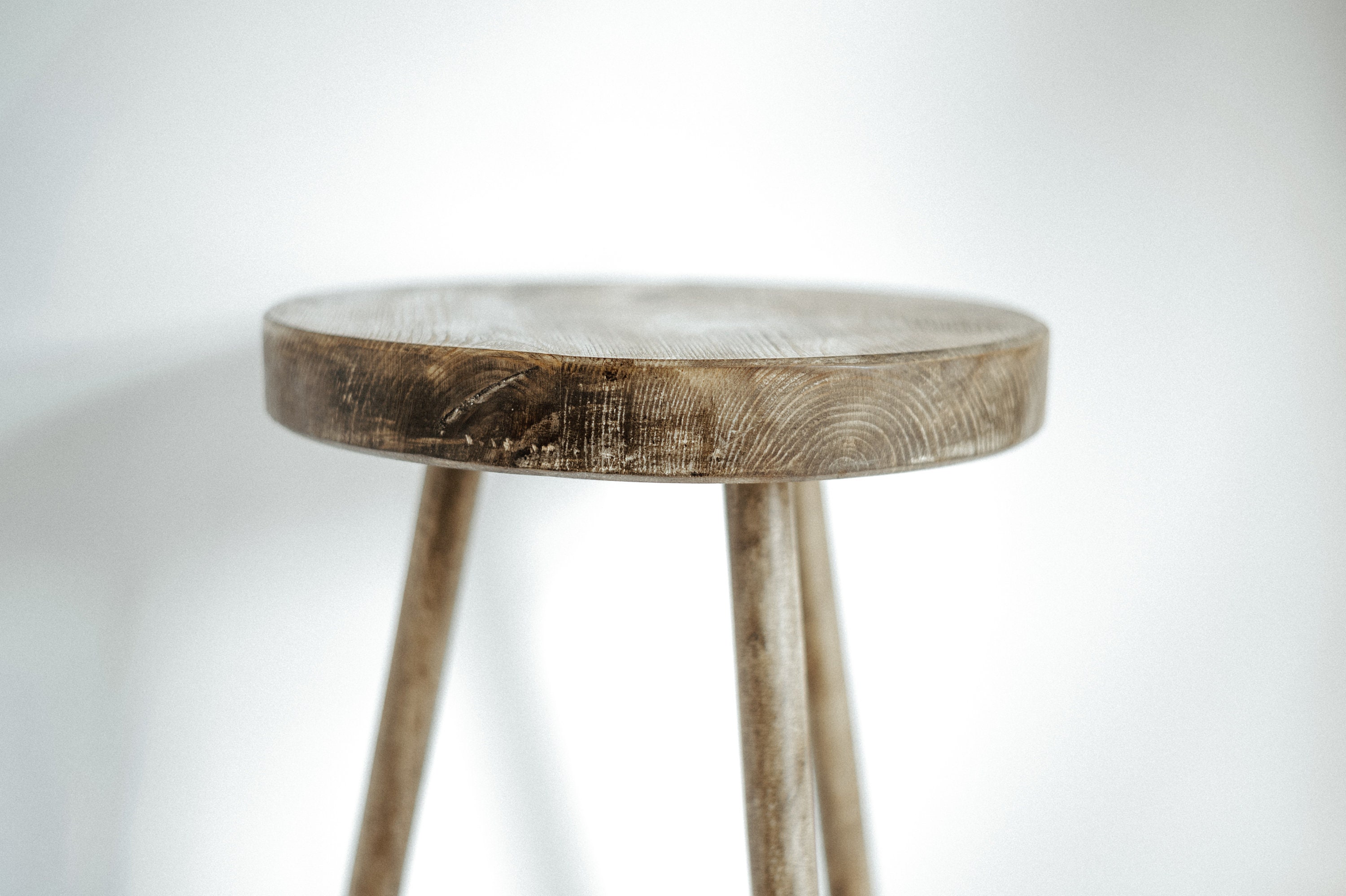 Round Rustic Wooden Sofa End Table - Etsy