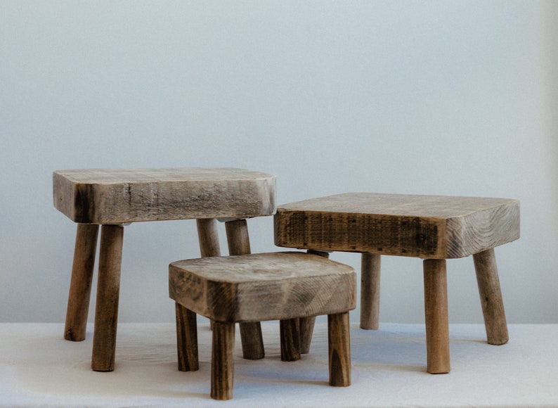 Rustic Wooden Plant Pot Stand Family - Etsy