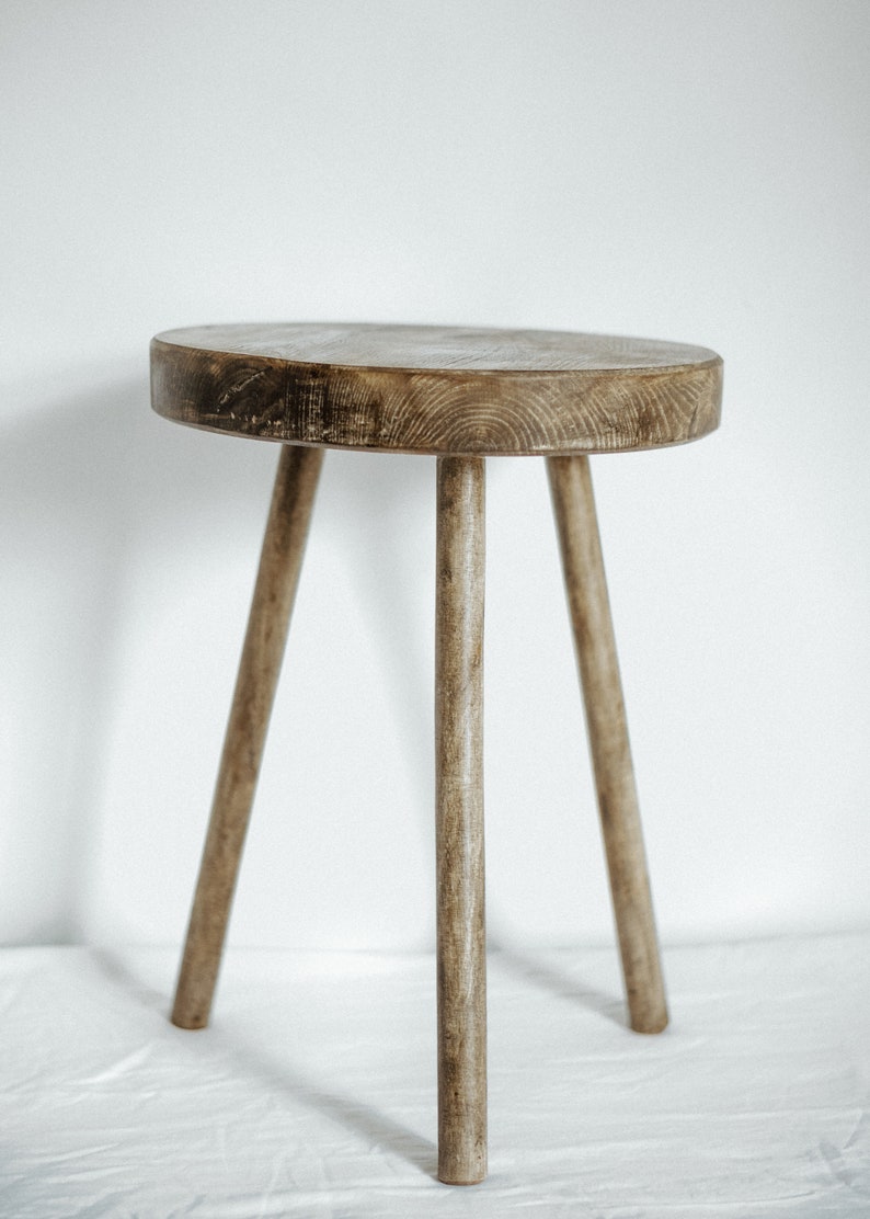 Round Rustic Wooden Sofa End Table - Etsy