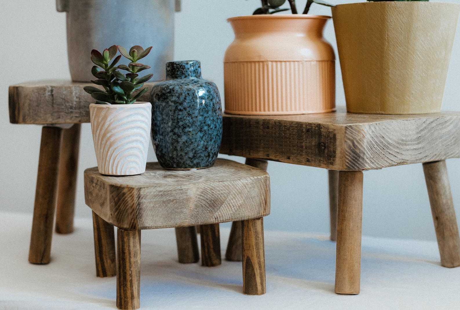 Rustic Wooden Plant Pot Stand Family - Etsy