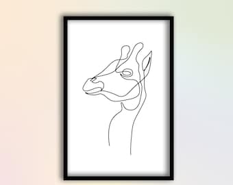 Giraffe Line Art - Etsy