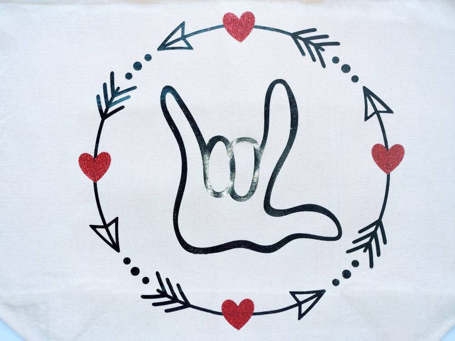 Boho Wreath American Sign Language I Love You Large/jumbo Tote - Etsy