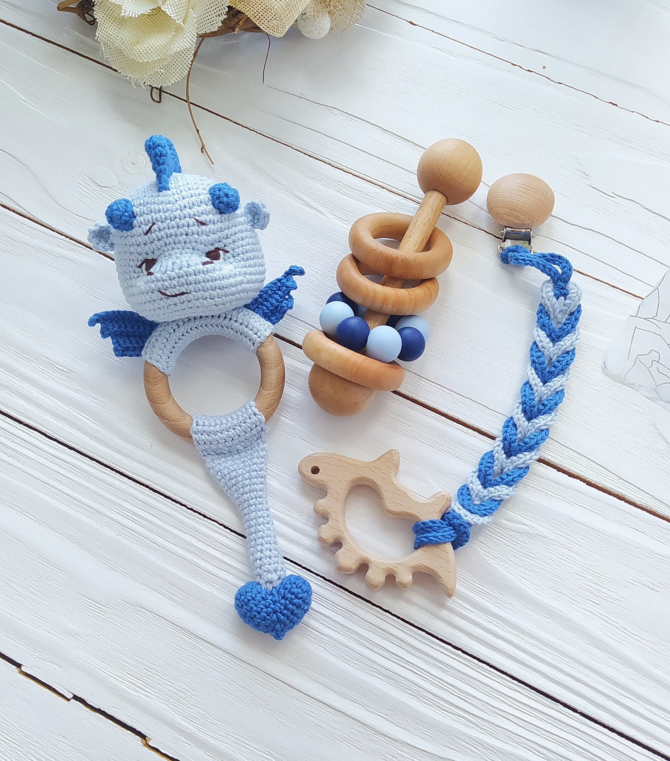 Dragon Baby Boy Rattle Congratulations Pregnancy Gift Box Blue Dragon ...