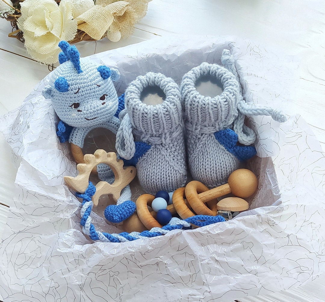 Dragon Baby Boy Rattle Congratulations Pregnancy Gift Box Blue Dragon ...