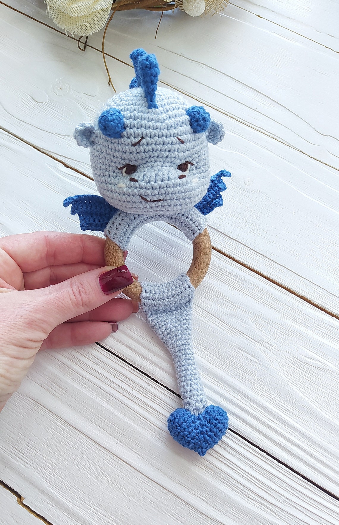 Dragon Baby Boy Rattle Congratulations Pregnancy Gift Box Blue Dragon ...